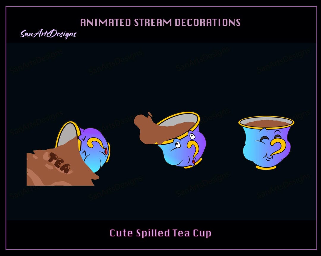 Cute Spilled Teacup Animated Stream Decoration, Cute Spilled Teacup ...