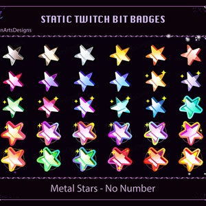 Metal Stars Twitch Bit Badges, Cute Colorful Stars Twitch Bit Badges ...