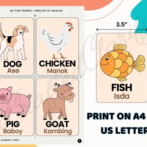 Printable Bilingual Flashcards | My First Words in English & Filipino ...