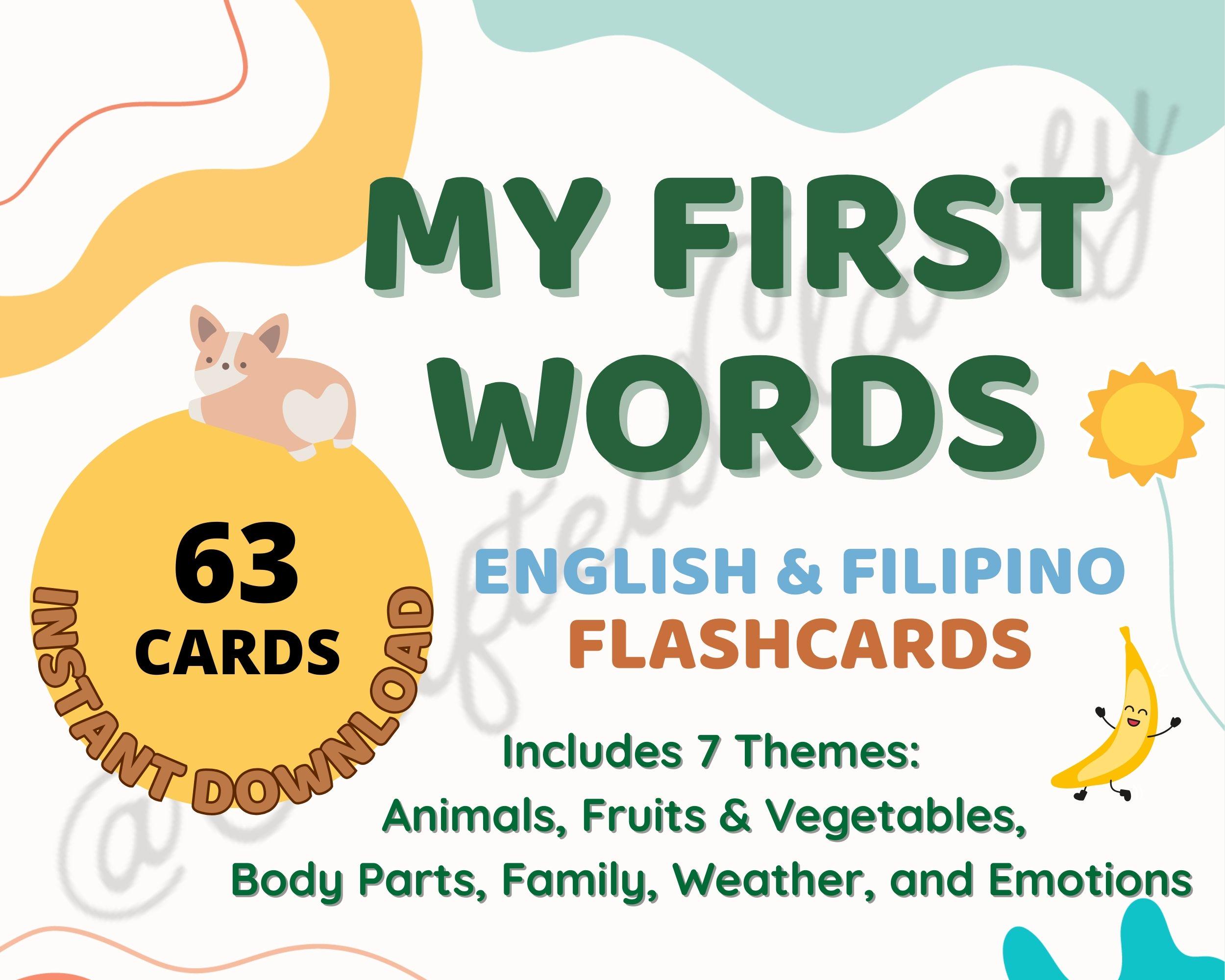 Printable Bilingual Flashcards | My First Words in English & Filipino ...