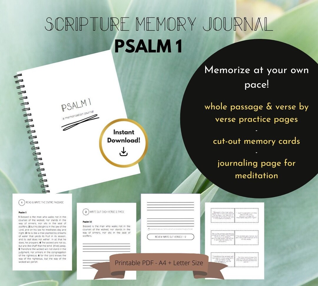 Scripture Memory Journal | Psalm 1 | Includes Bible Verse Memorization ...