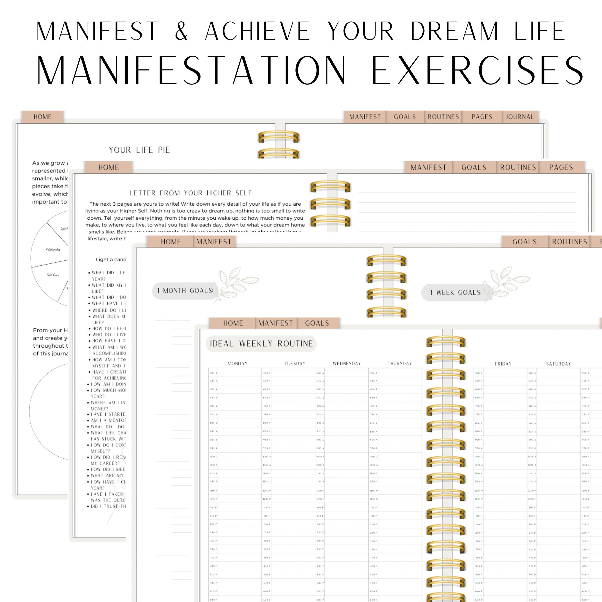 Manifestation Worksheets, Digital, Hyperlinked for Goodnotes, Set Goals ...