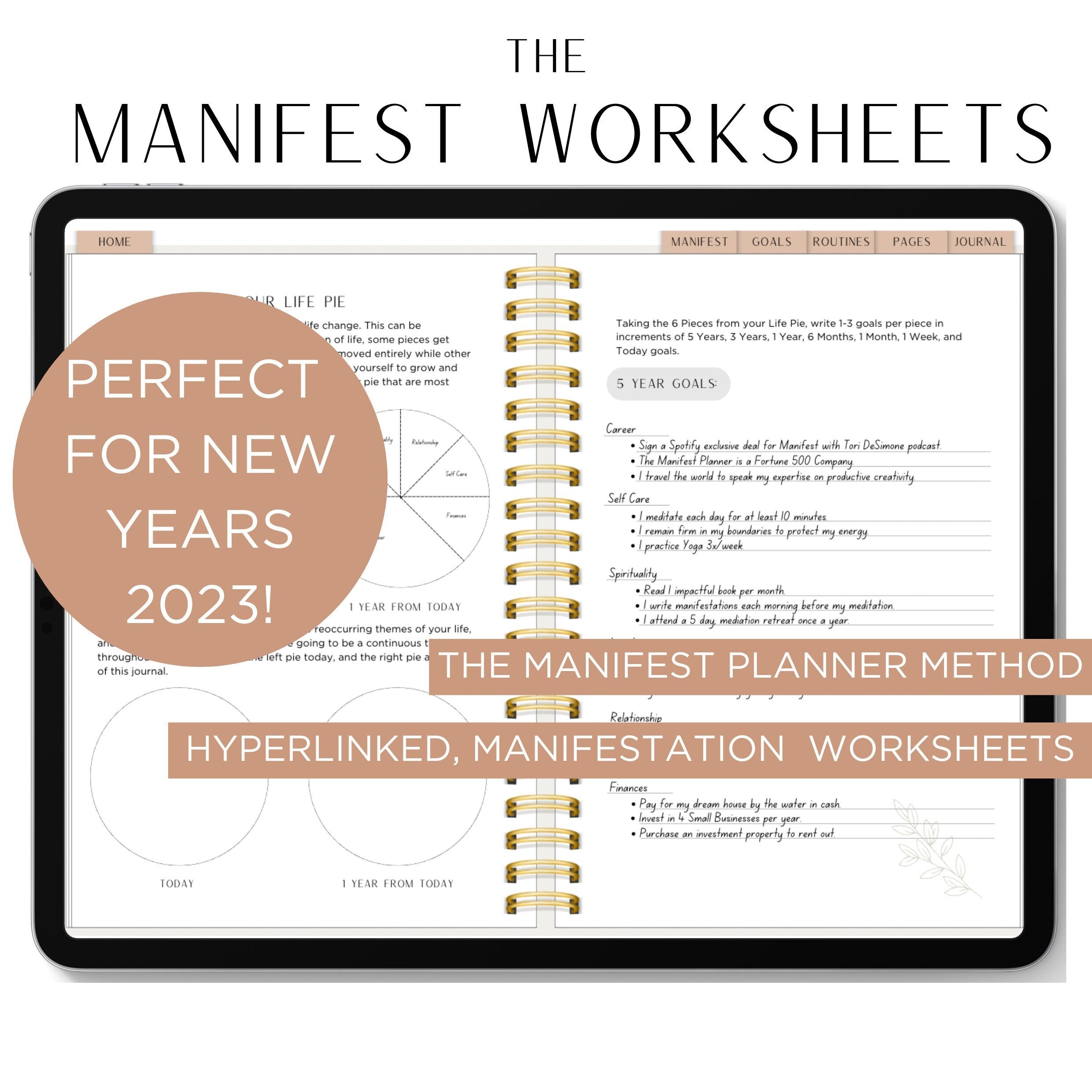 Manifestation Worksheets, Digital, Hyperlinked for Goodnotes, Set Goals ...