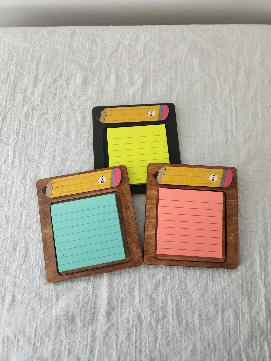 Personalized Teacher Appreciation Post It Holder: Birch Wood Desk Decor ...