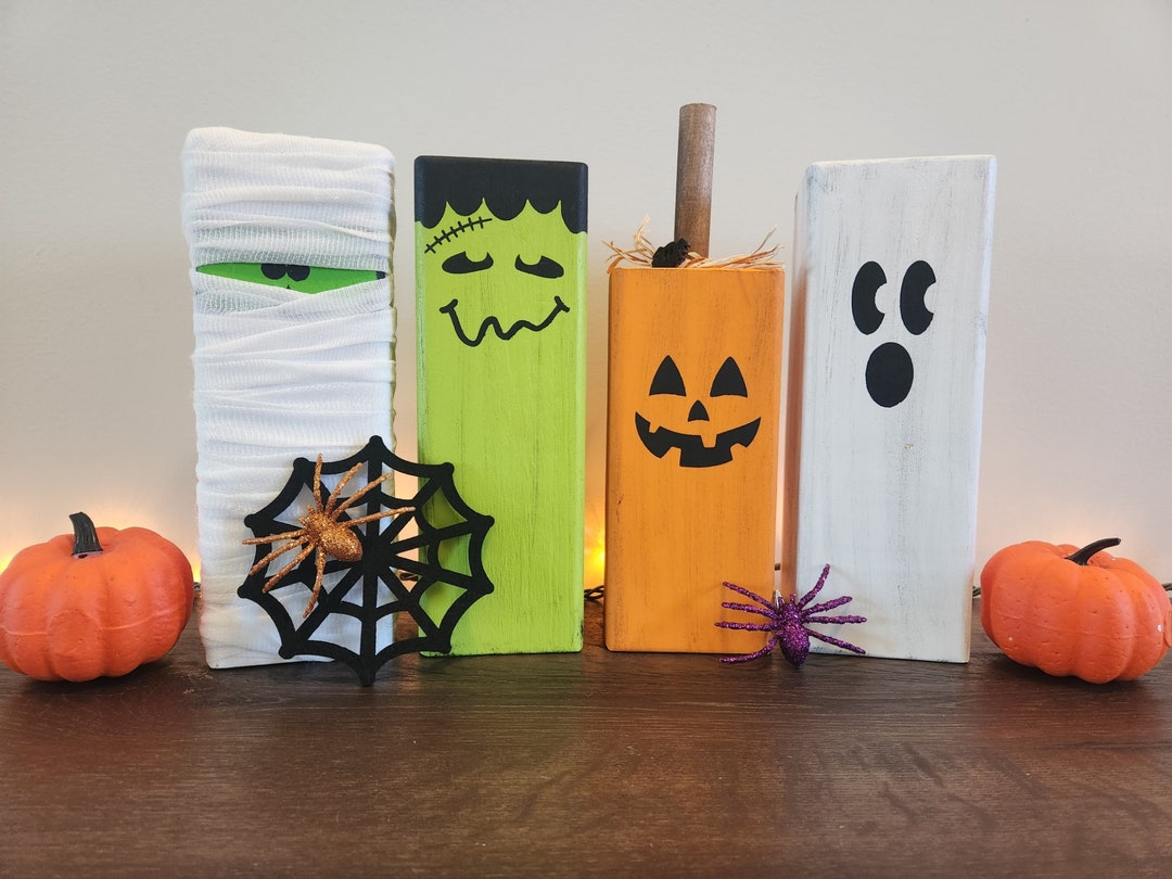 Halloween Shelf Sitters, Halloween, Frankenstein, Ghost, Pumpkin, Mummy ...