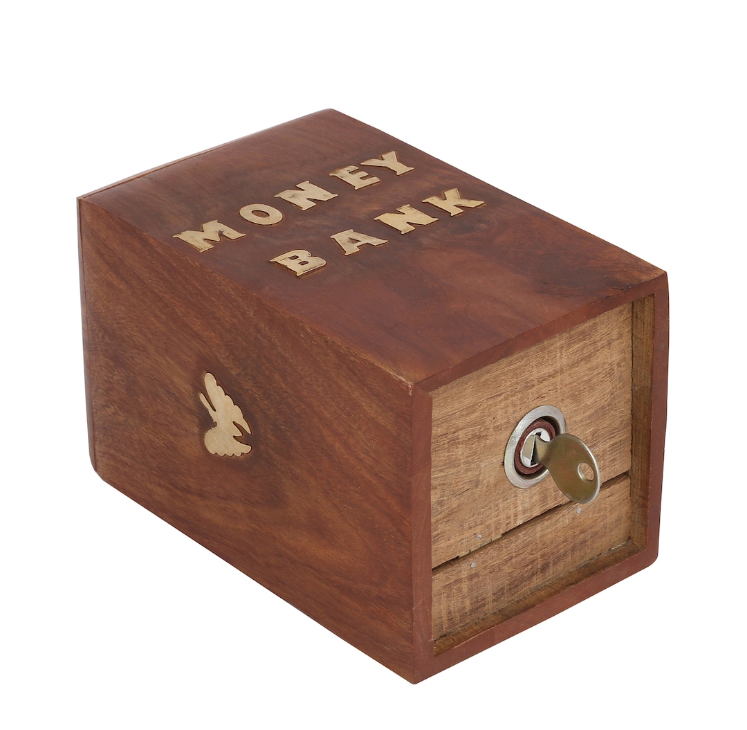 Wooden Money Box Handmade Wood Piggy Bank Money Box With Lock - Etsy