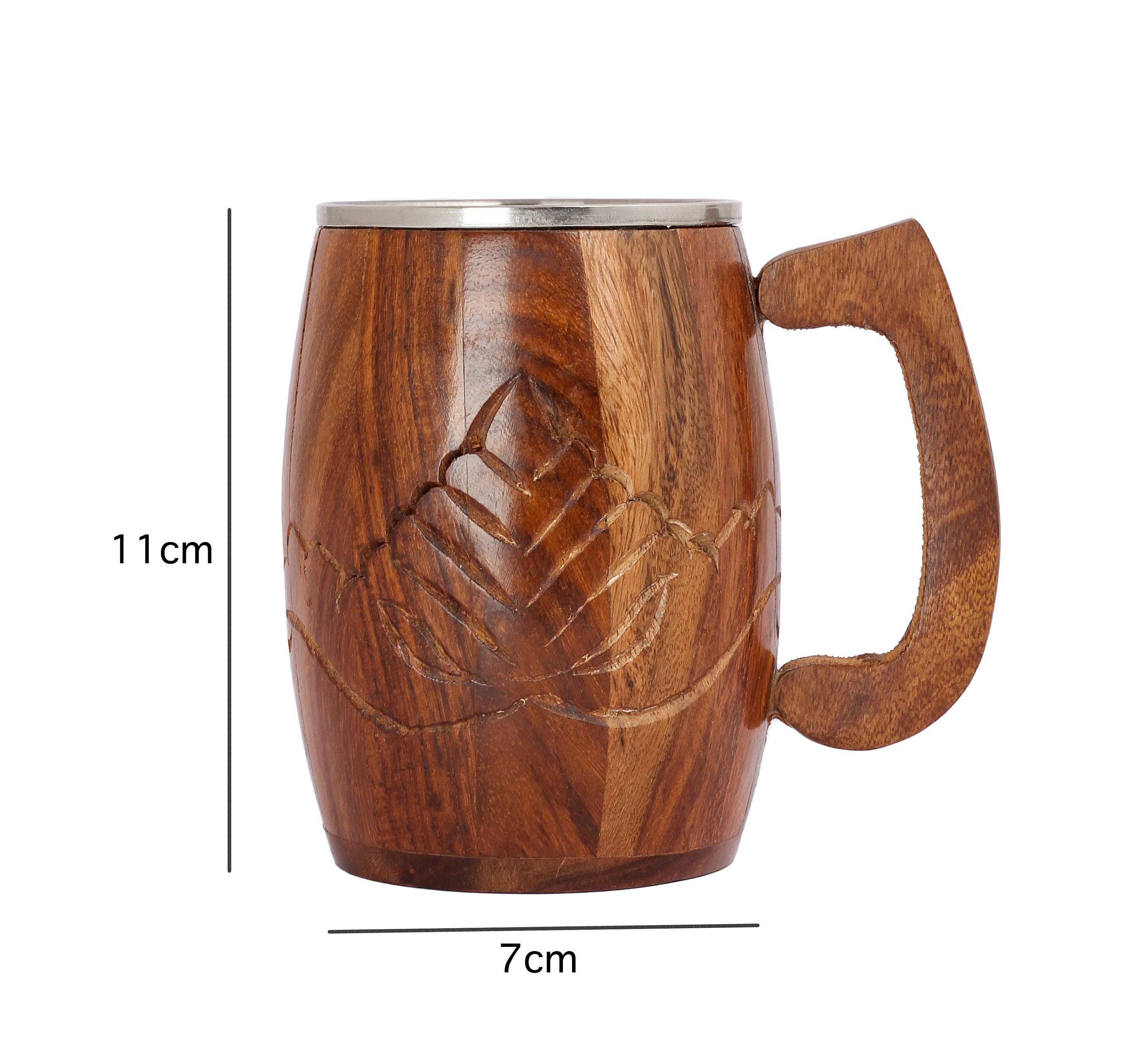 Handcrafted Wooden Mug Rustic Coffee Cup Natural Indian Rosewood Grain ...