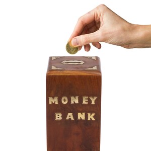 Wooden Money Box Handmade Wood Piggy Bank Money Box With Lock Secure ...