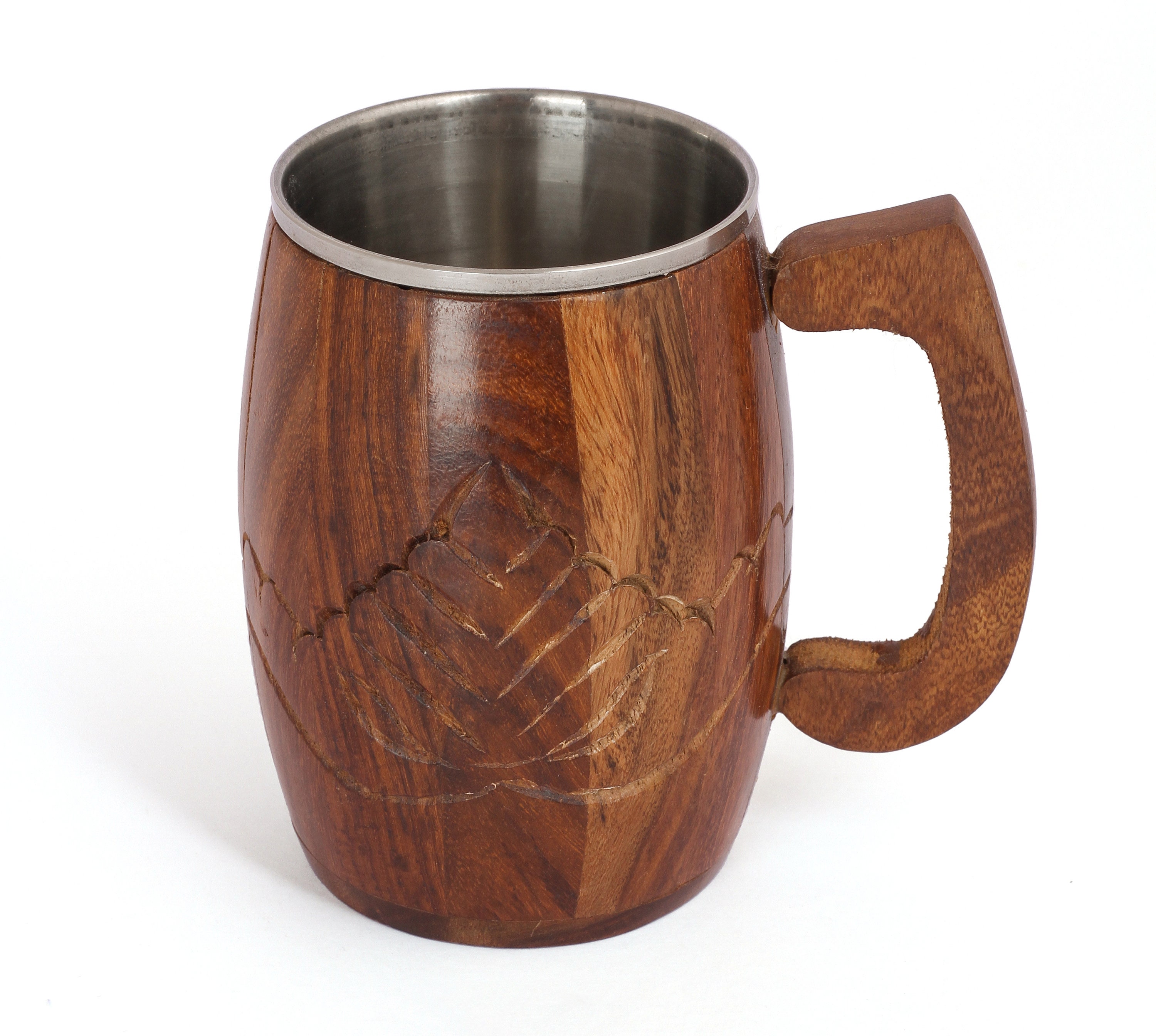 Handcrafted Wooden Mug Rustic Coffee Cup Natural Indian Rosewood Grain ...