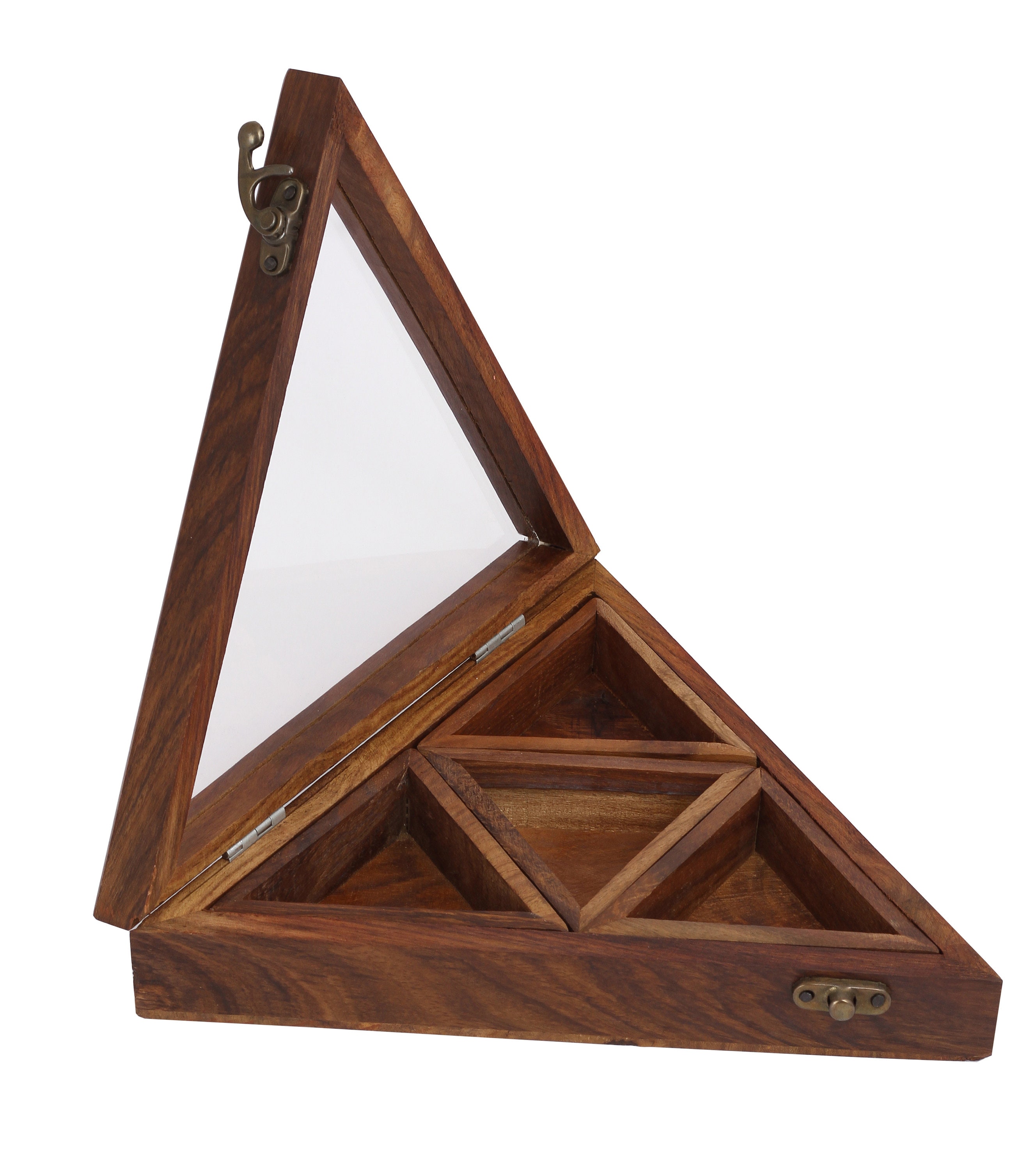 Handcrafted Wooden Triangle Masala Box /spice Box Rustic Spice ...