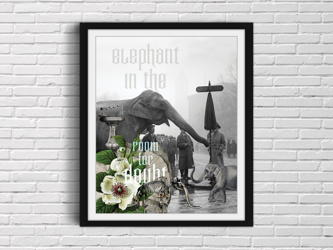 1900s Elephant on Main Street Collage Art, Vintage Photography ...