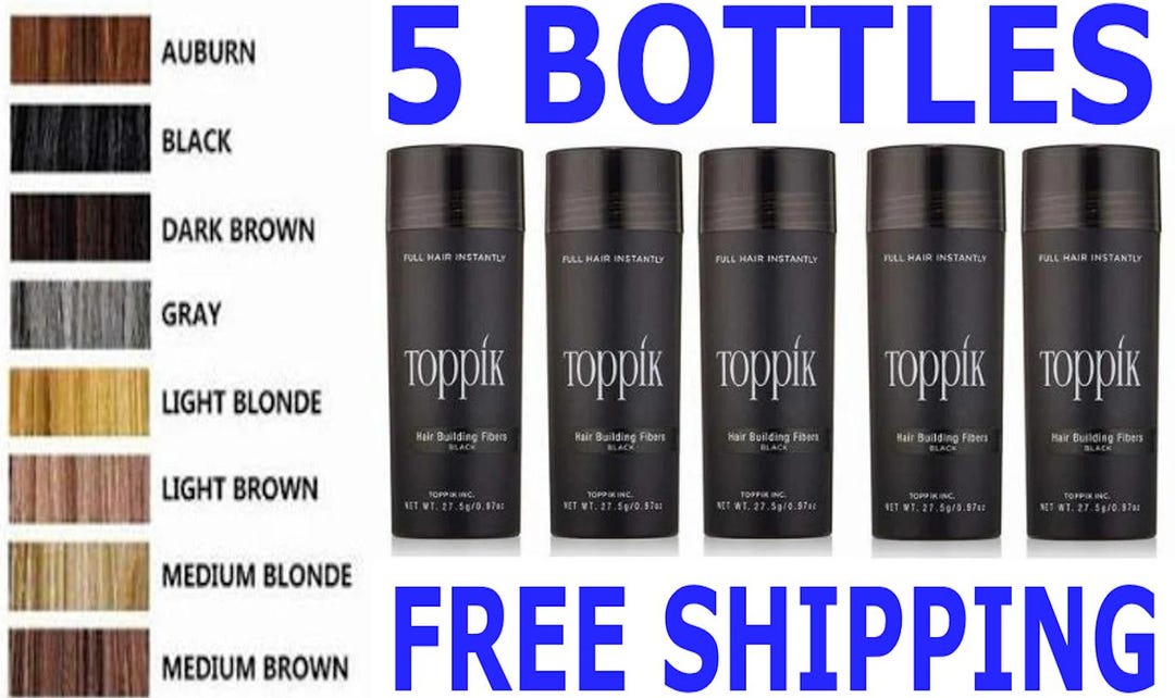5 BOTTLES of TOPPIK 27.5g Hair Fiber - All COLORS - Fast-n-free ...