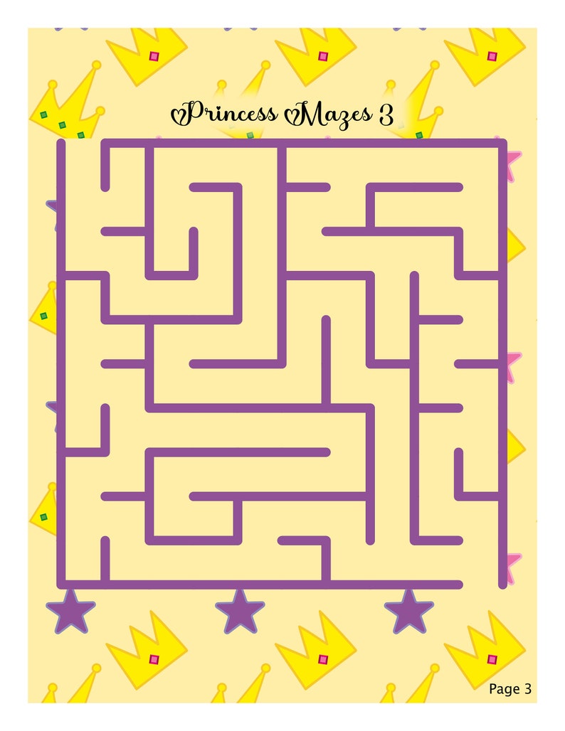 Princess Little Girls Cute Activities Themed Mazes Easy Level Medium ...