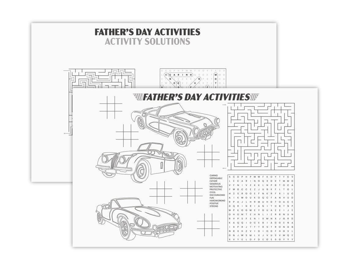Fathers Day Printable Activity Sheet Coloring Puzzle Placemat for Kids ...