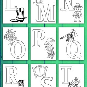 Preschool ABC Homeschool Activity Toddler Wild West Cowboy ABC Coloring ...
