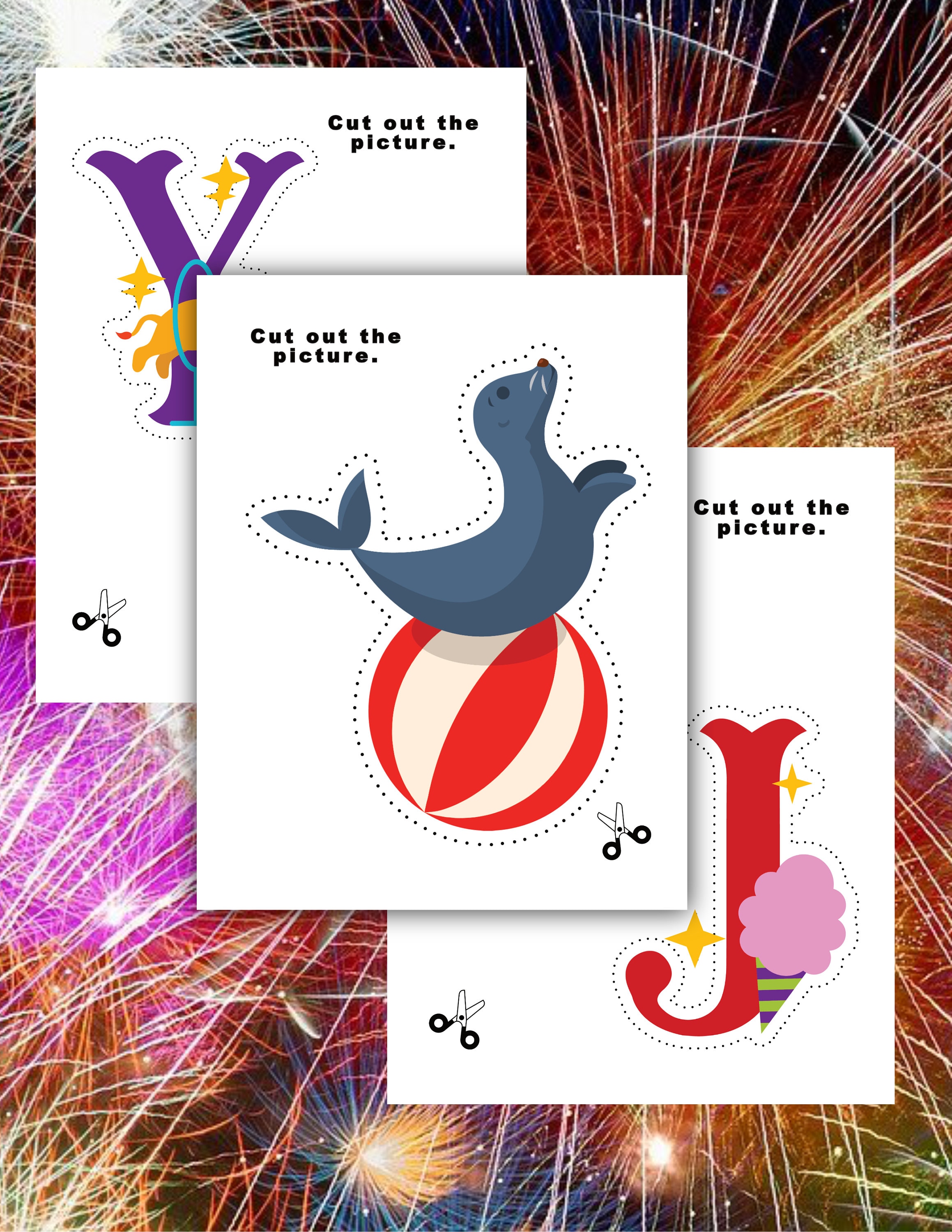 ABC Preschool 123 Circus Fun Scissor Skill Practice Toddler - Etsy