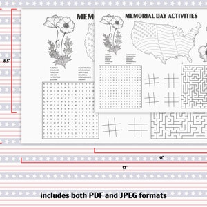Party Printable Placemats Memorial Day Theme Celebration Fun Printable ...