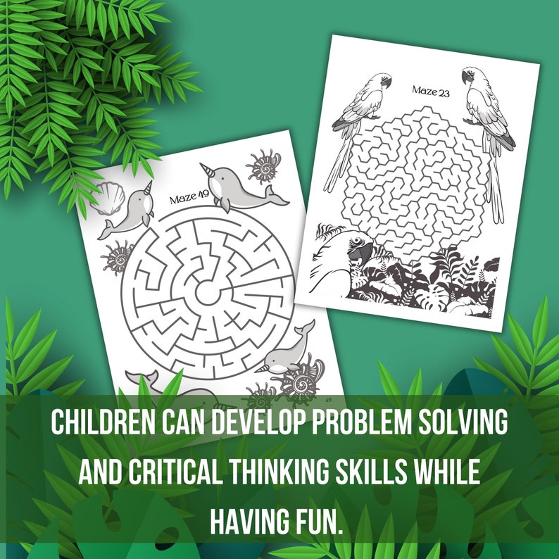 Kids Puzzle Book Activities Printable Fun Animal Themed Mazes for ...