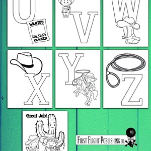 Preschool ABC Homeschool Activity Toddler Wild West Cowboy ABC Coloring ...