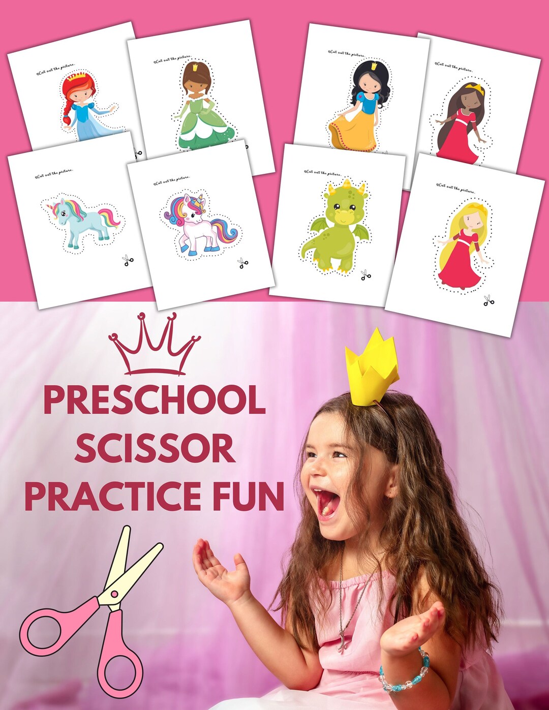 Preschool Activities Girls Toddler Princessthemed Scissor Skills Cute ...