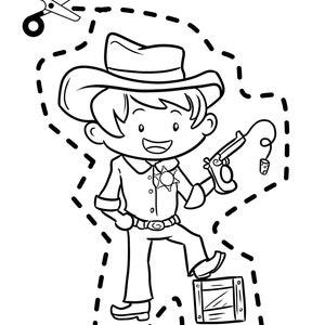 Kindergarten Scissor Skills Cowboy Cutting Pre-k Practice Preschool ...