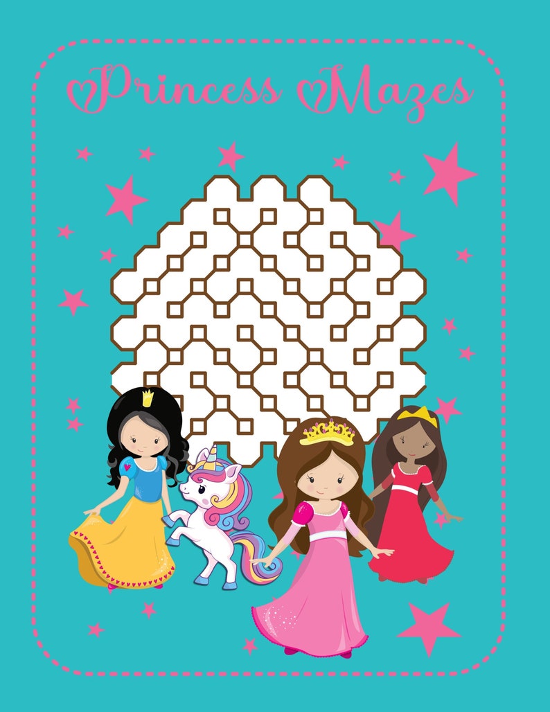 Princess Little Girls Cute Activities Themed Mazes Easy Level Medium ...
