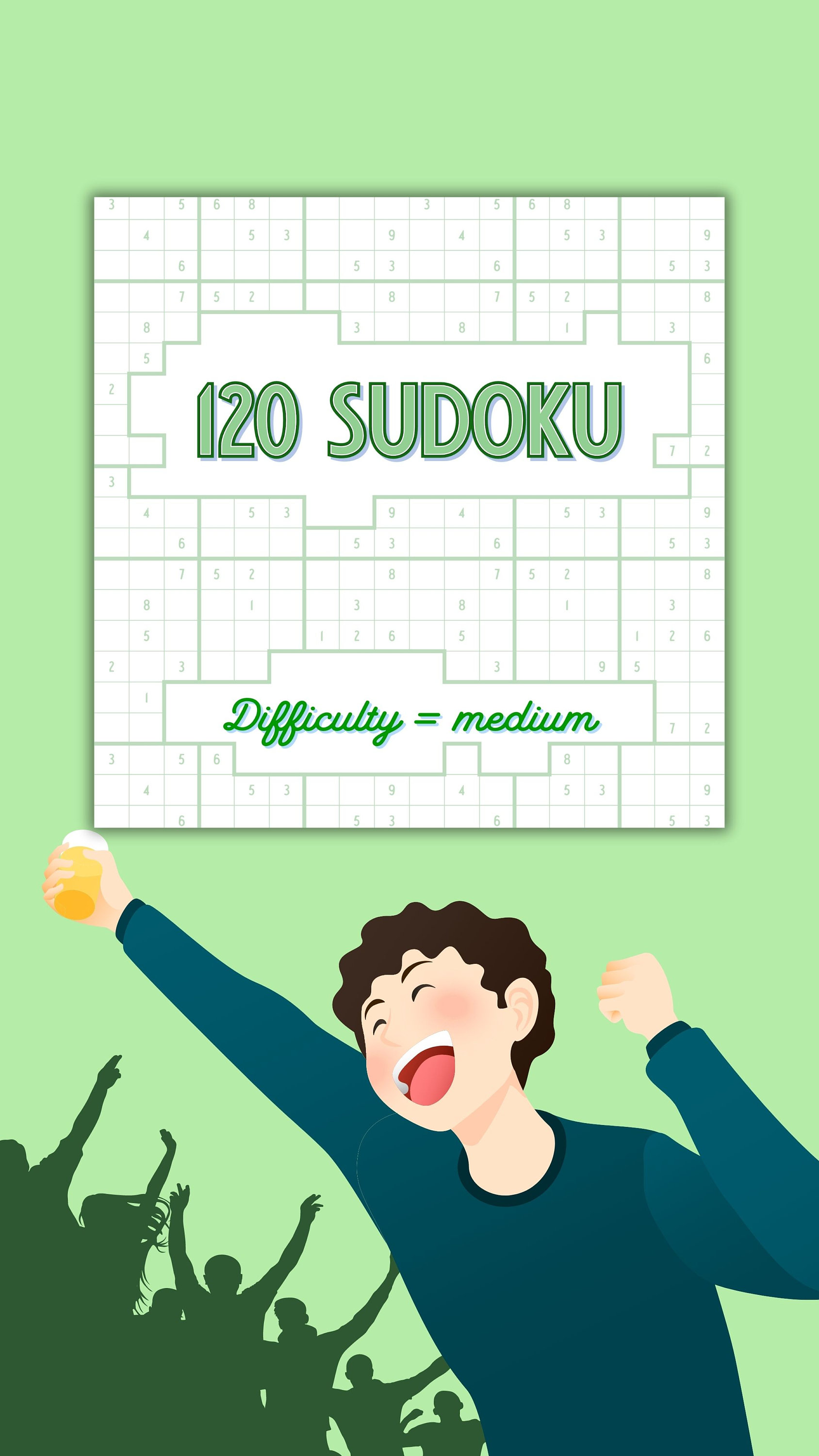 Sudoku Medium Level Printable PDF Difficult Puzzle Game Brain Games Fun ...