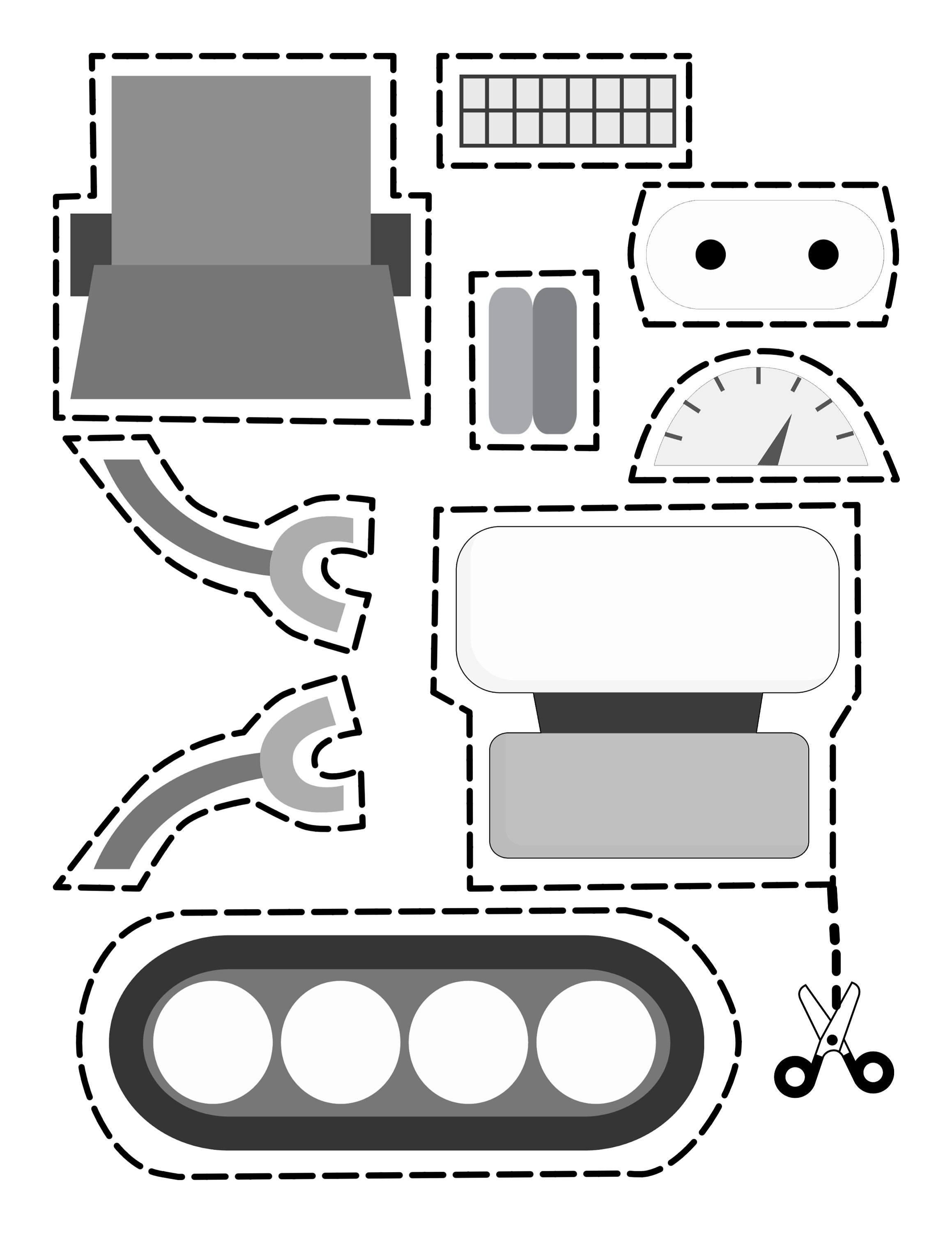 Cutting Practice Robot Themed Scissor Skills Preschool Coloring ...