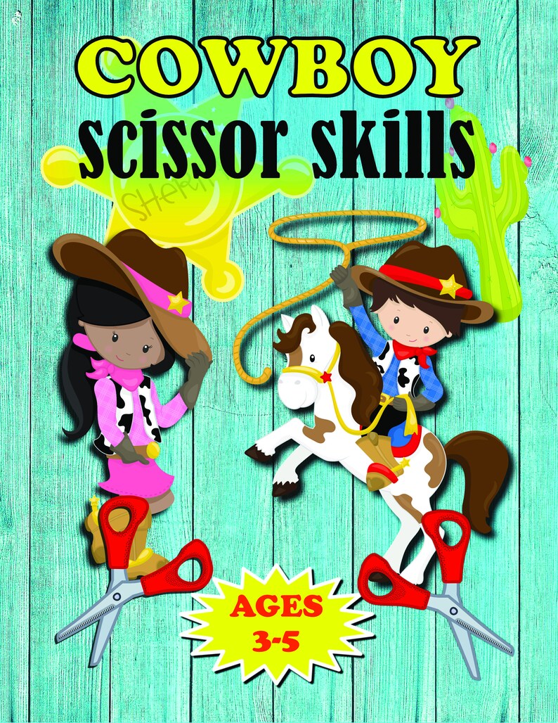Kindergarten Scissor Skills Cowboy Cutting Pre-k Practice Preschool ...