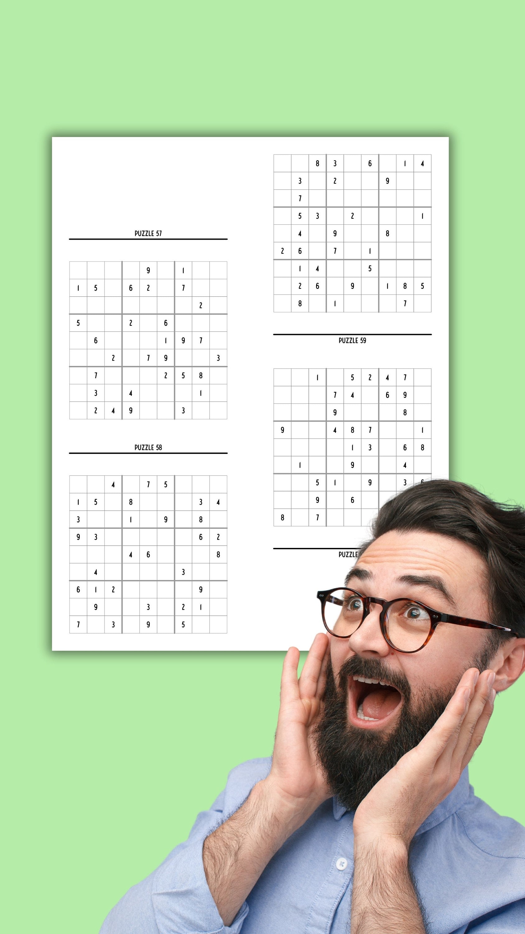 Sudoku Medium Level Printable PDF Difficult Puzzle Game Brain Games Fun ...