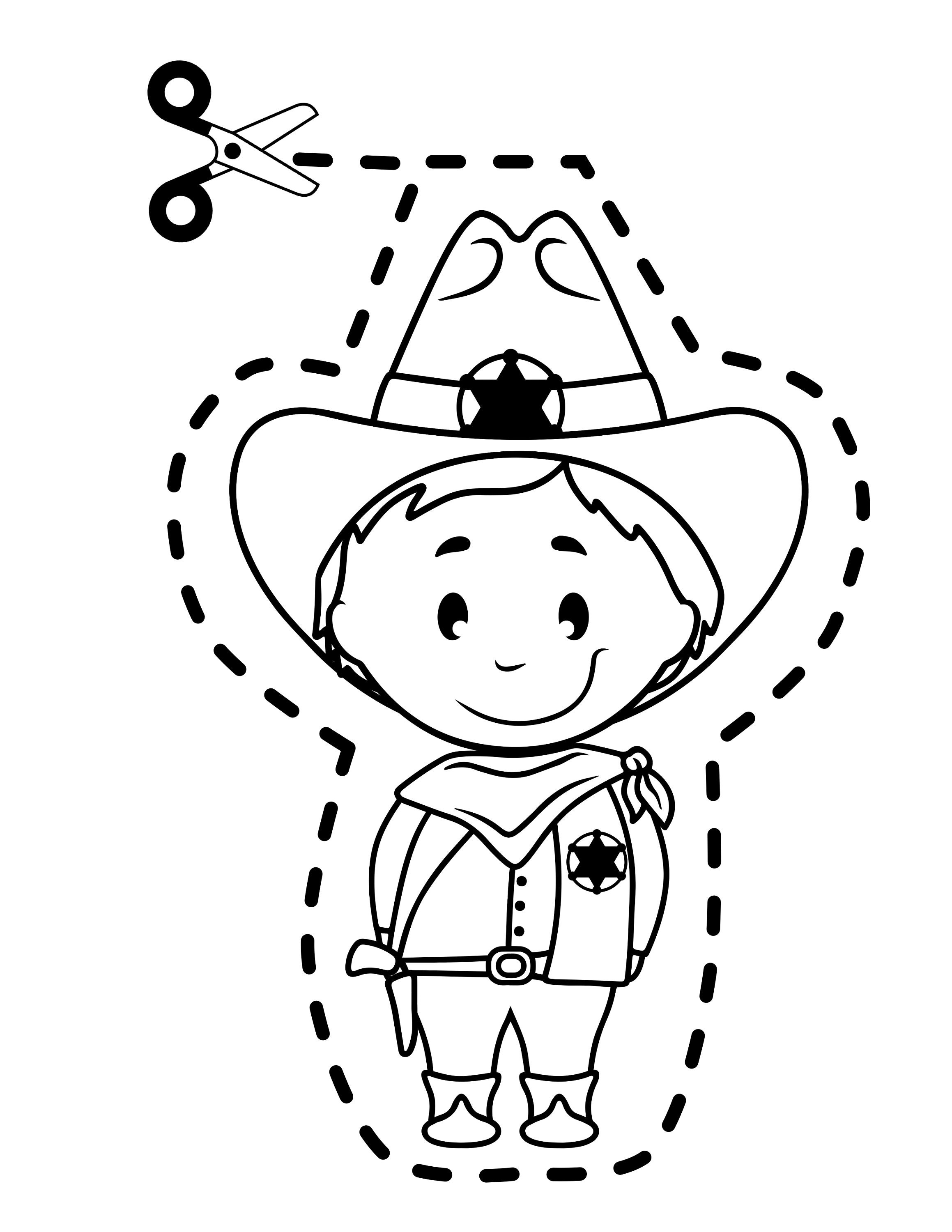 Kindergarten Scissor Skills Cowboy Cutting Pre-k Practice Preschool ...