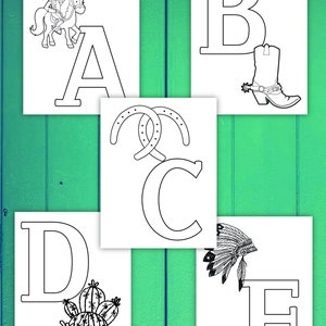 Preschool ABC Homeschool Activity Toddler Wild West Cowboy ABC Coloring ...