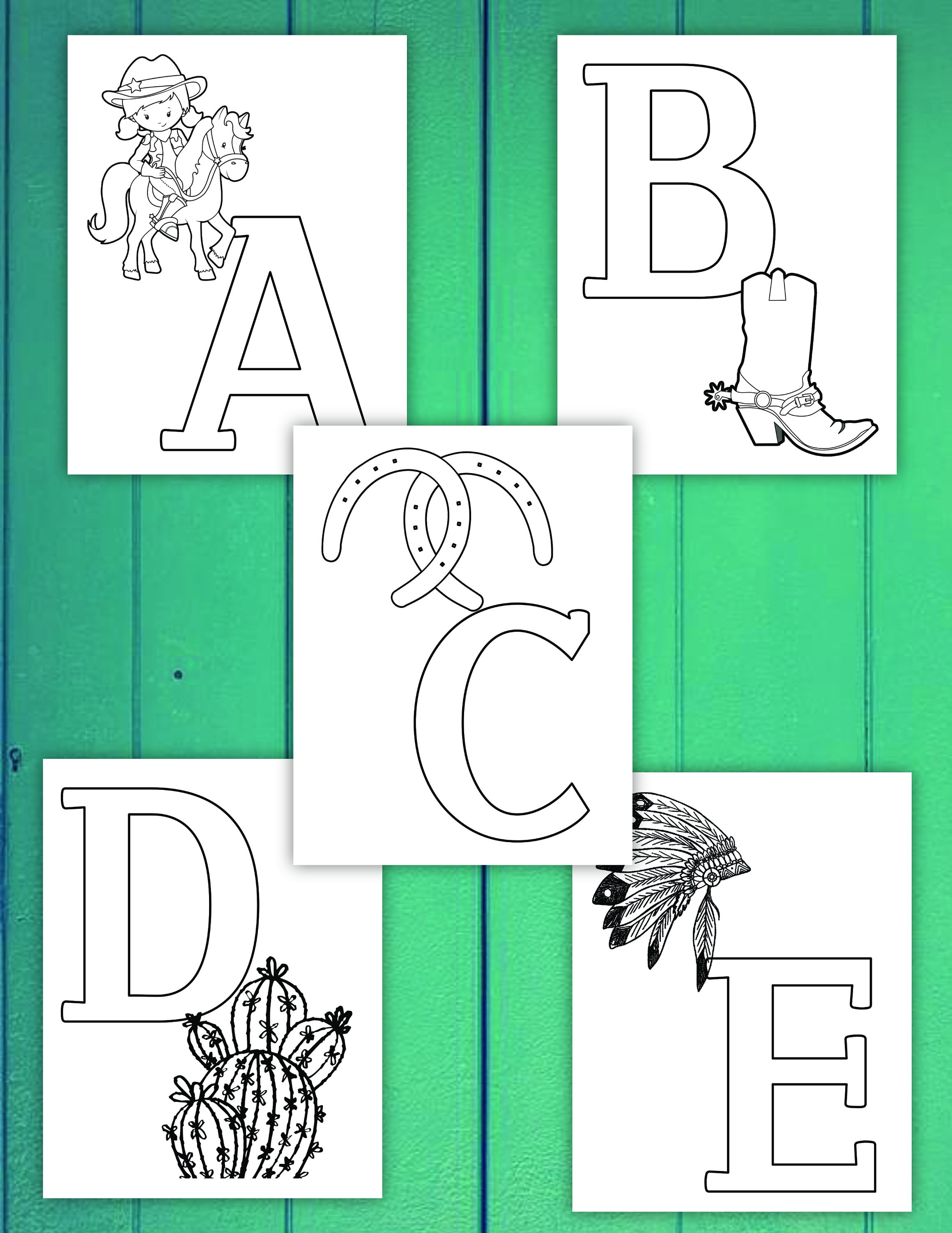 Preschool ABC Homeschool Activity Toddler Wild West Cowboy ABC Coloring ...
