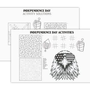 Independence Day Printable Placemats July 4th Party Activity Sheet ...