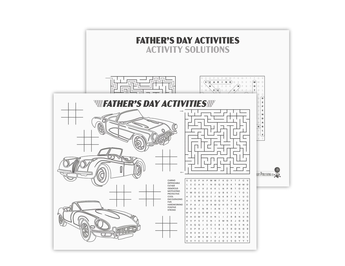 Fathers Day Printable Activity Sheet Coloring Puzzle Placemat for Kids ...