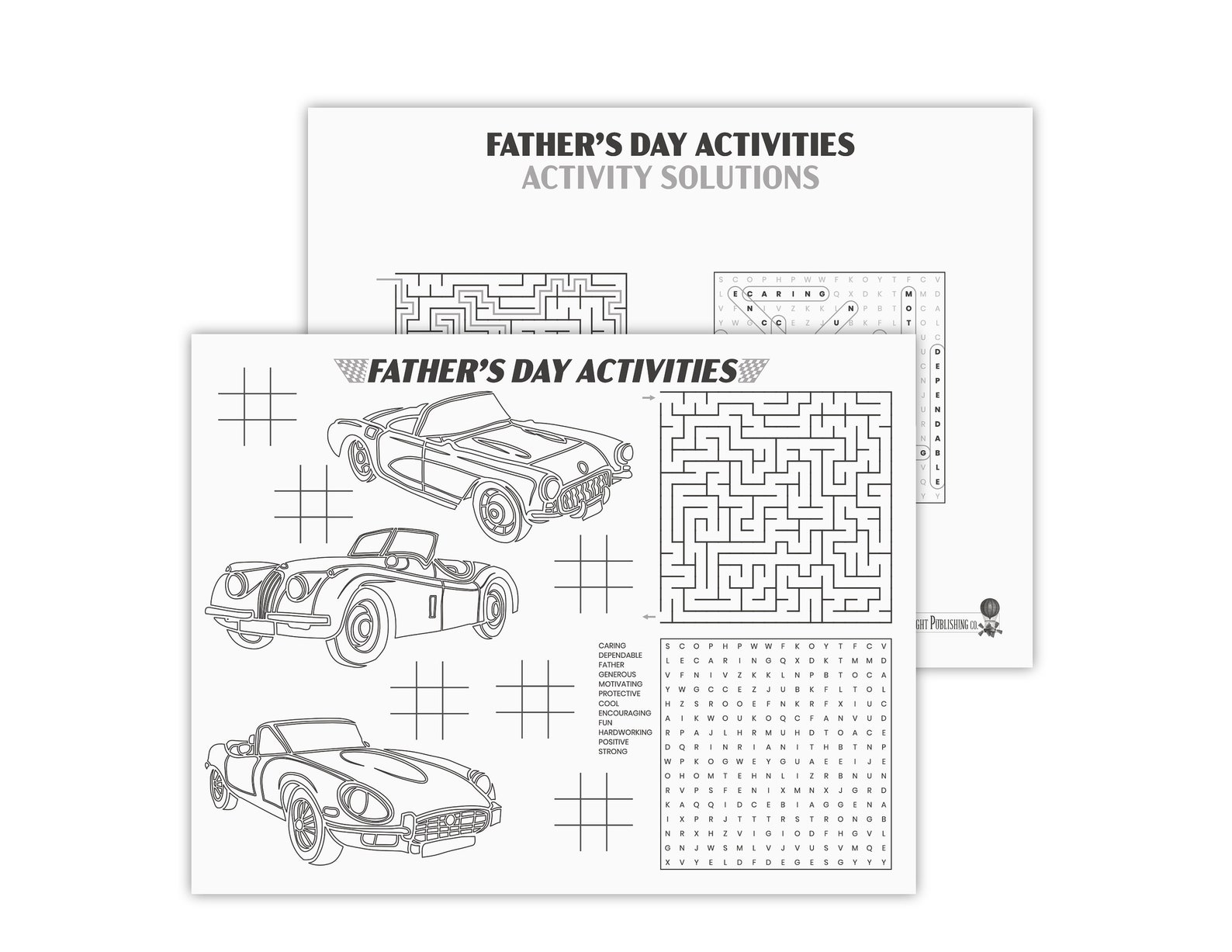 Fathers Day Printable Activity Sheet Coloring Puzzle Placemat for Kids ...