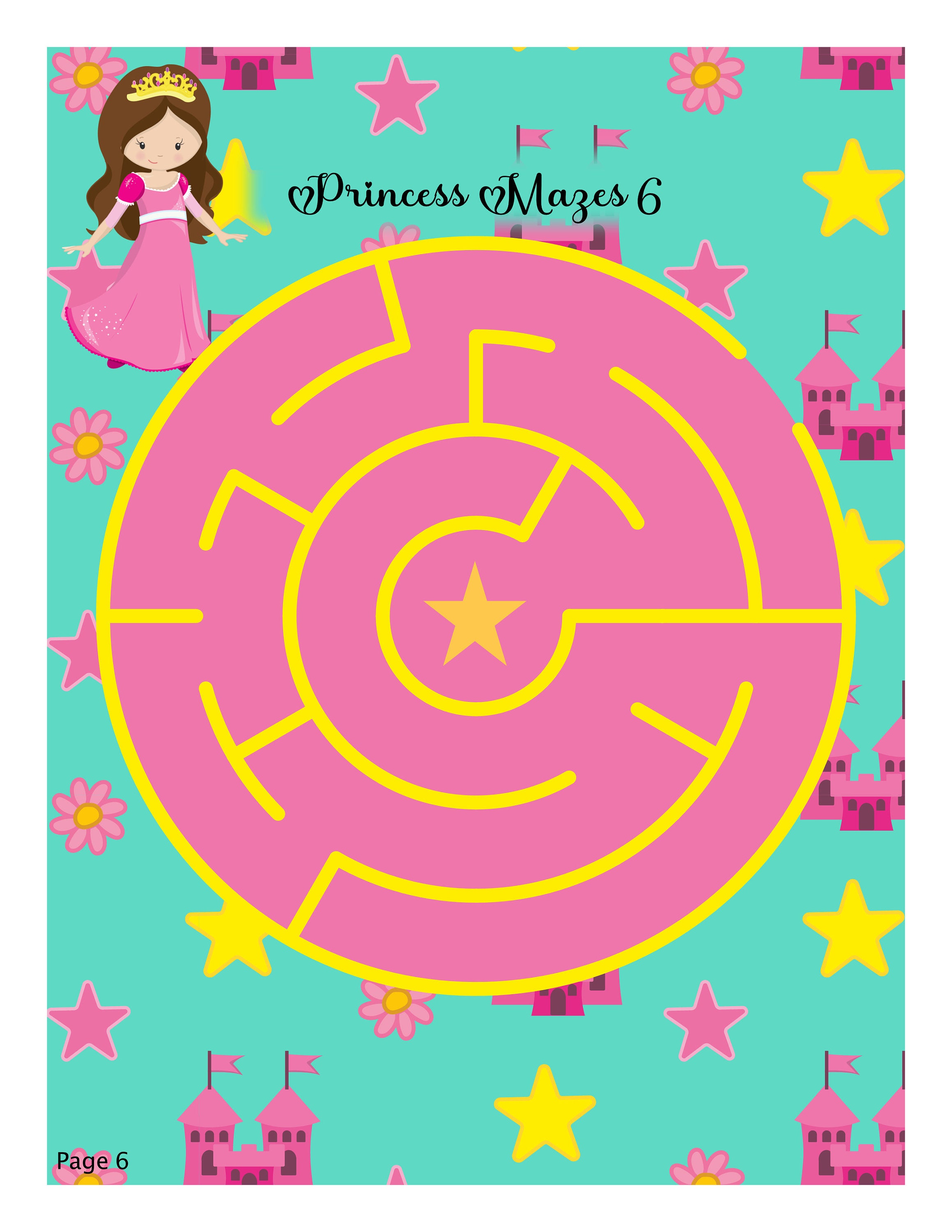 Princess Little Girls Cute Activities Themed Mazes Easy Level Medium ...