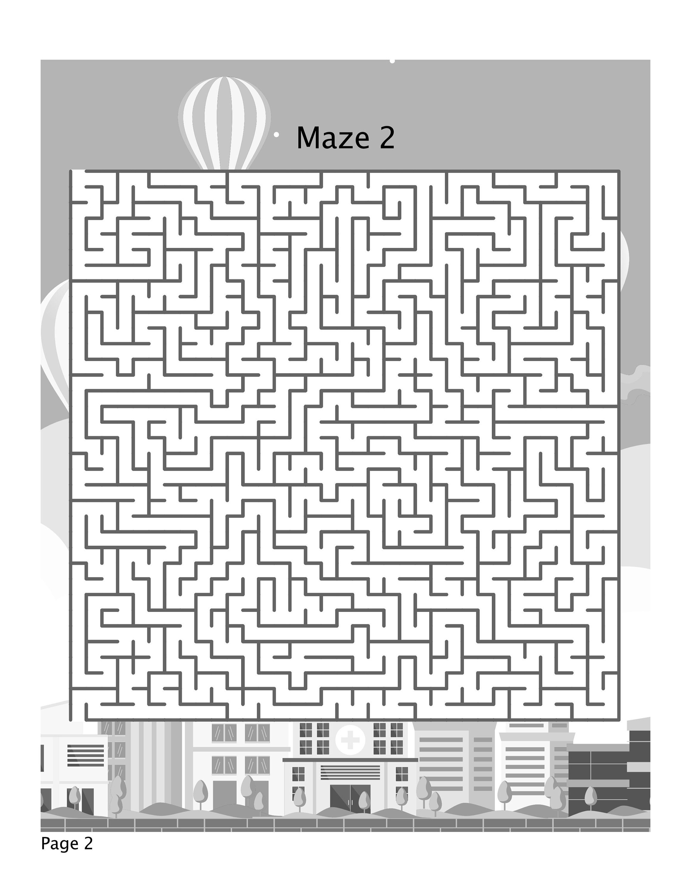 School Activities Difficult Level Mazes Kids Puzzle Homeschool Printable Activity City Theme ...
