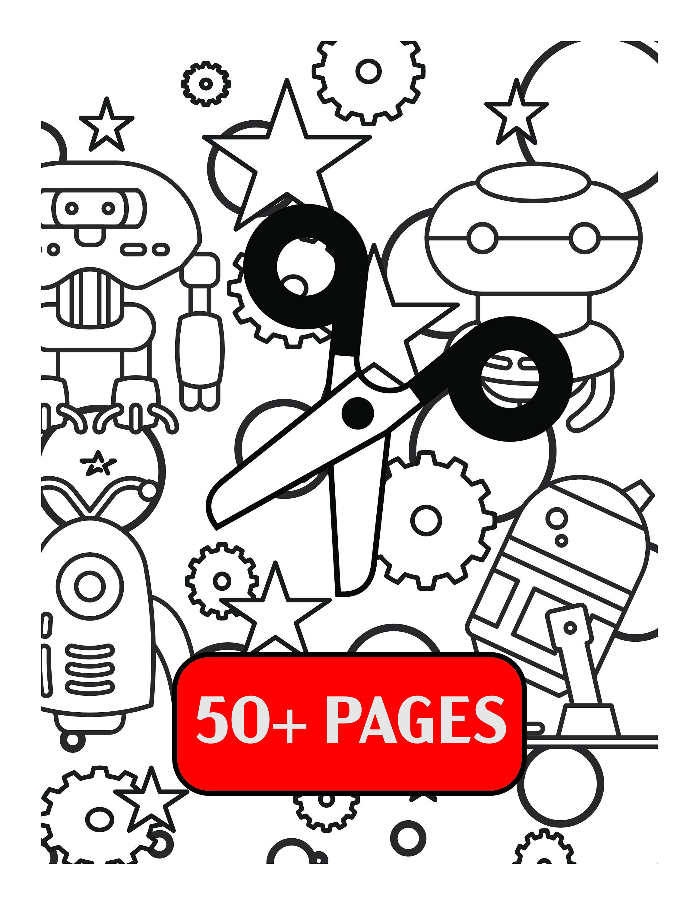 Cutting Practice Robot Themed Scissor Skills Preschool Coloring ...