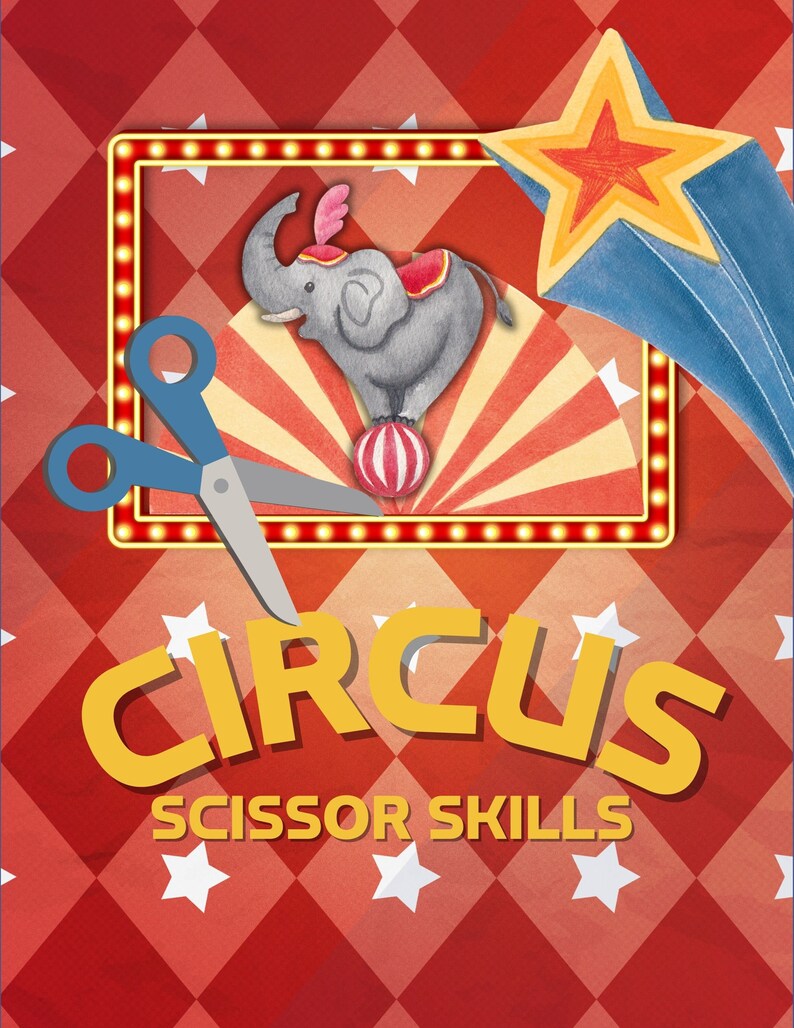 Cutting Practice Preschool Kindergarten Scissor Skills Little Kids Ages 3 - 7 Circus Themed Fun ...