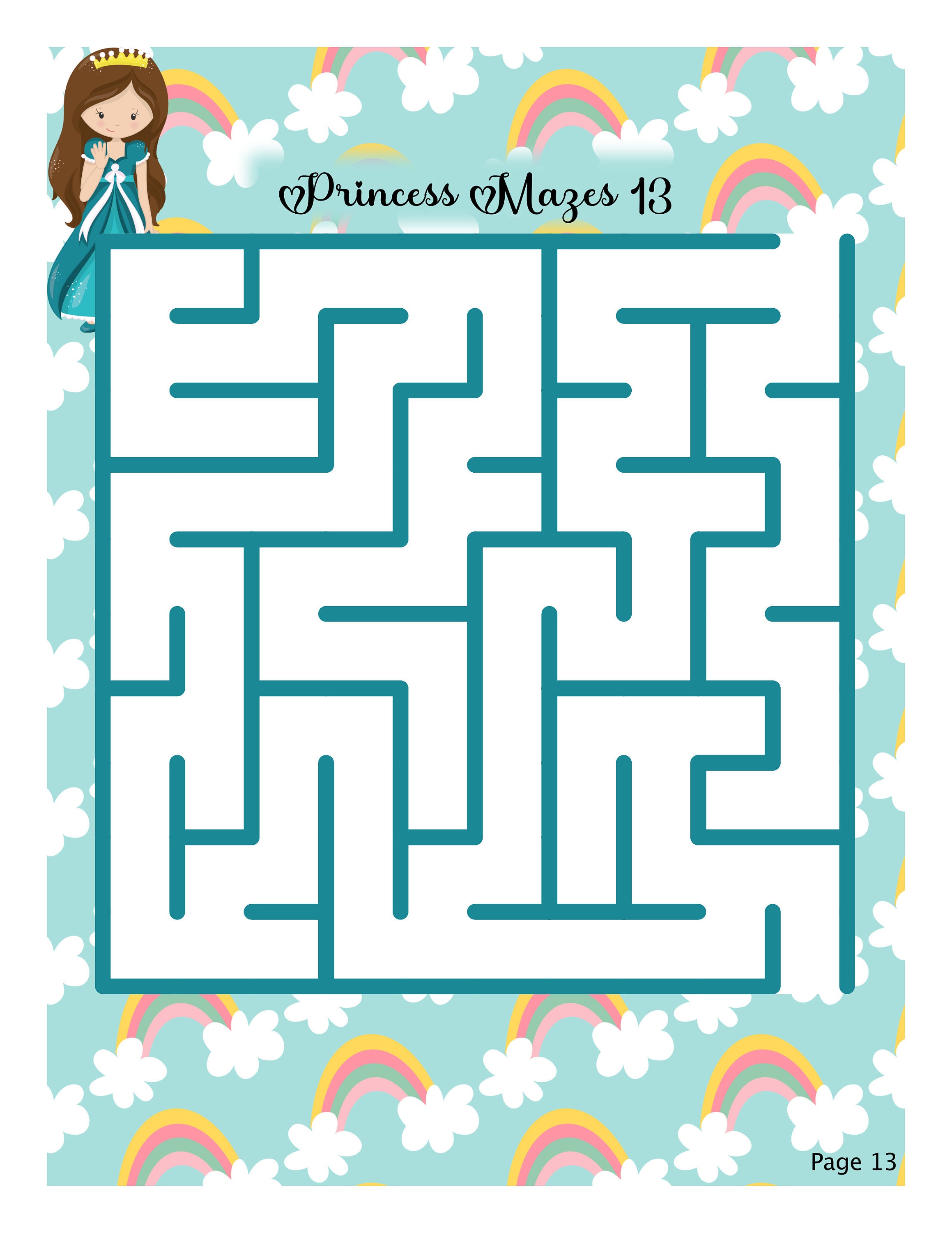 Princess Little Girls Cute Activities Themed Mazes Easy Level Medium ...