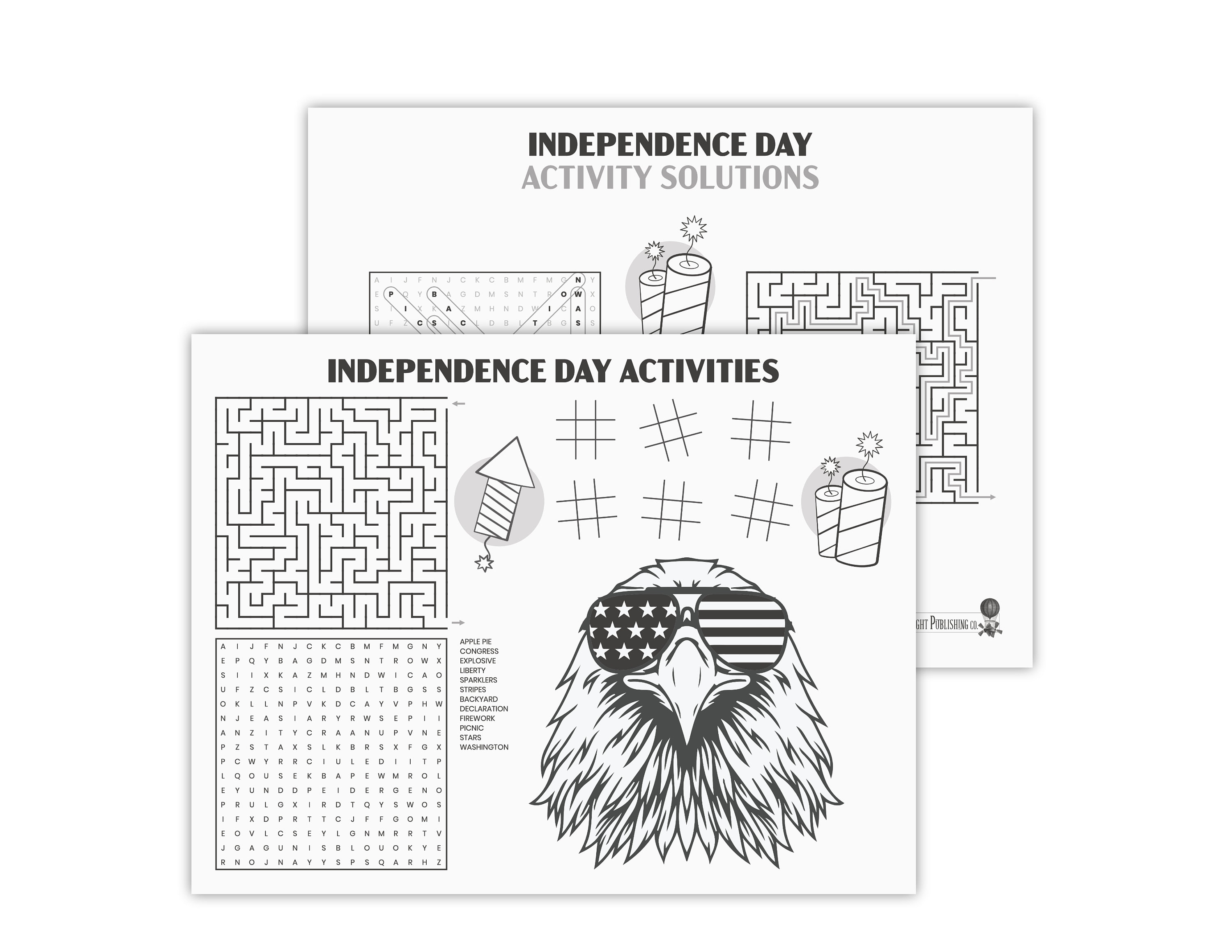 Independence Day Printable Placemats July 4th Party Activity Sheet ...
