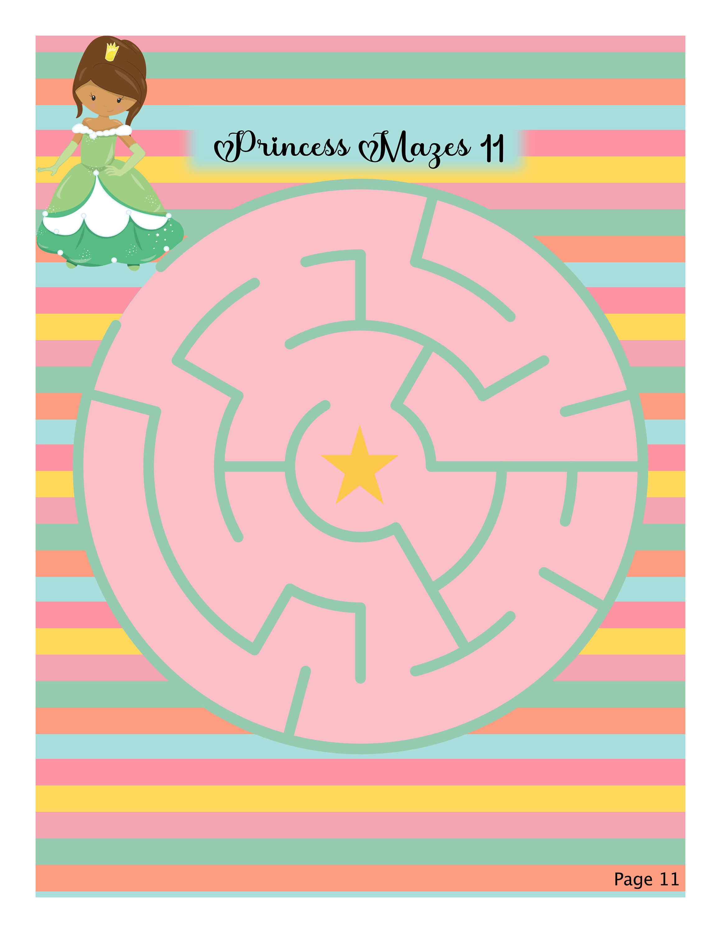 Princess Little Girls Cute Activities Themed Mazes Easy Level Medium ...