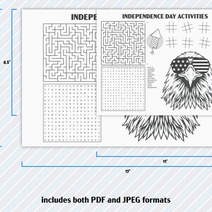 Independence Day Printable Placemats July 4th Party Activity Sheet ...