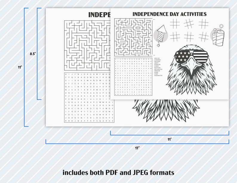 Independence Day Printable Placemats July 4th Party Activity Sheet ...