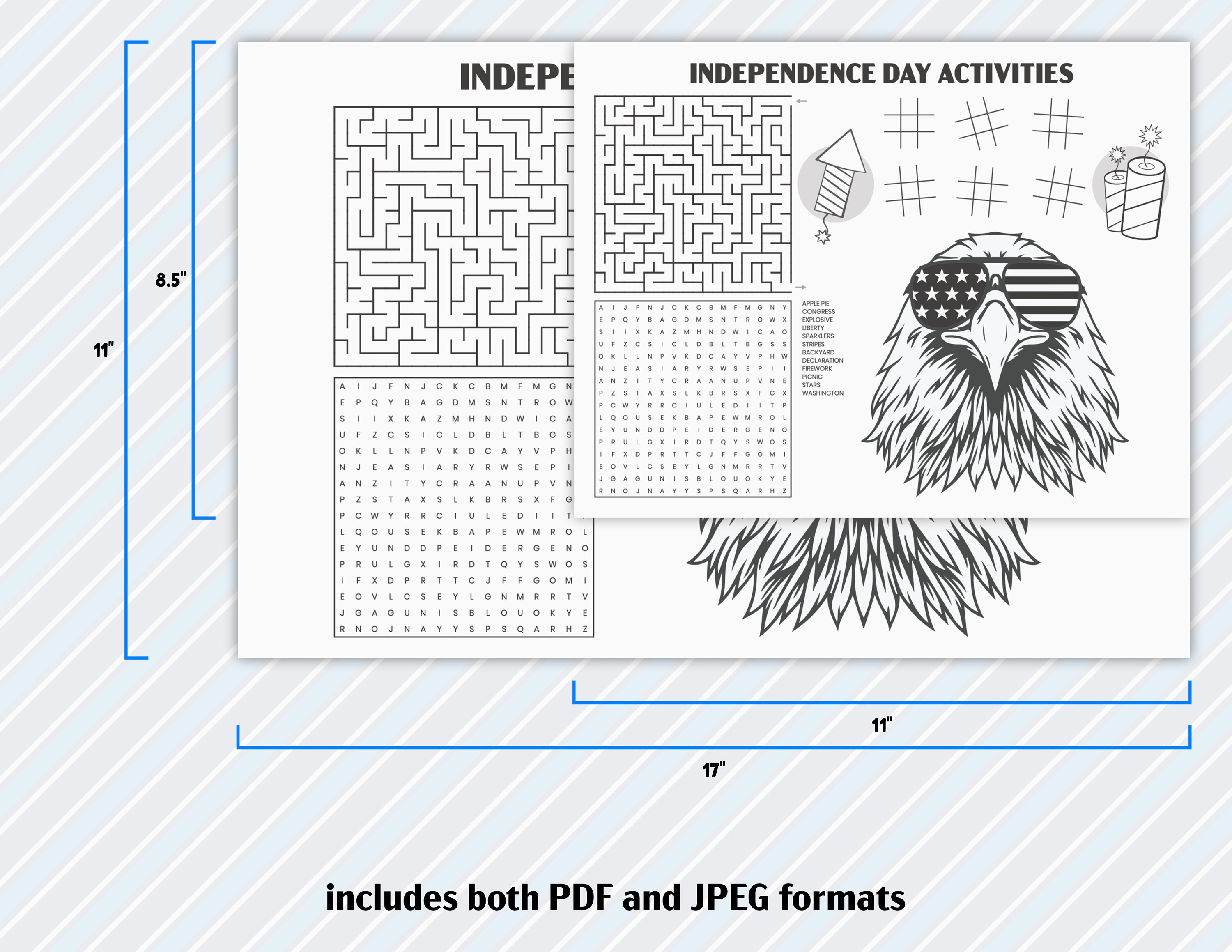 Independence Day Printable Placemats July 4th Party Activity Sheet ...