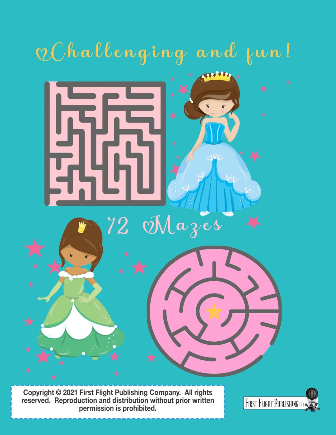 Princess Little Girls Cute Activities Themed Mazes Easy Level Medium ...