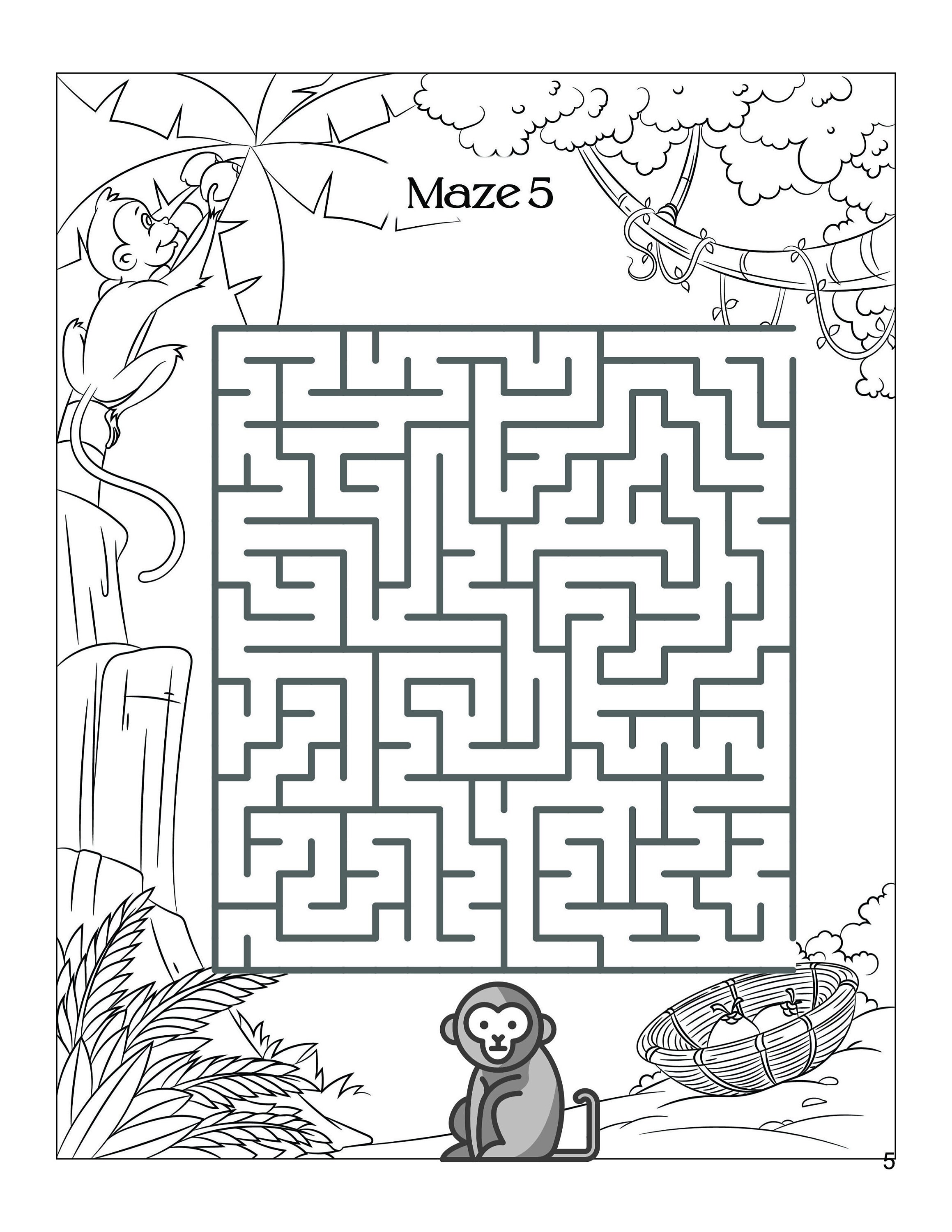 Kids Puzzle Book Activities Printable Fun Animal Themed Mazes for ...