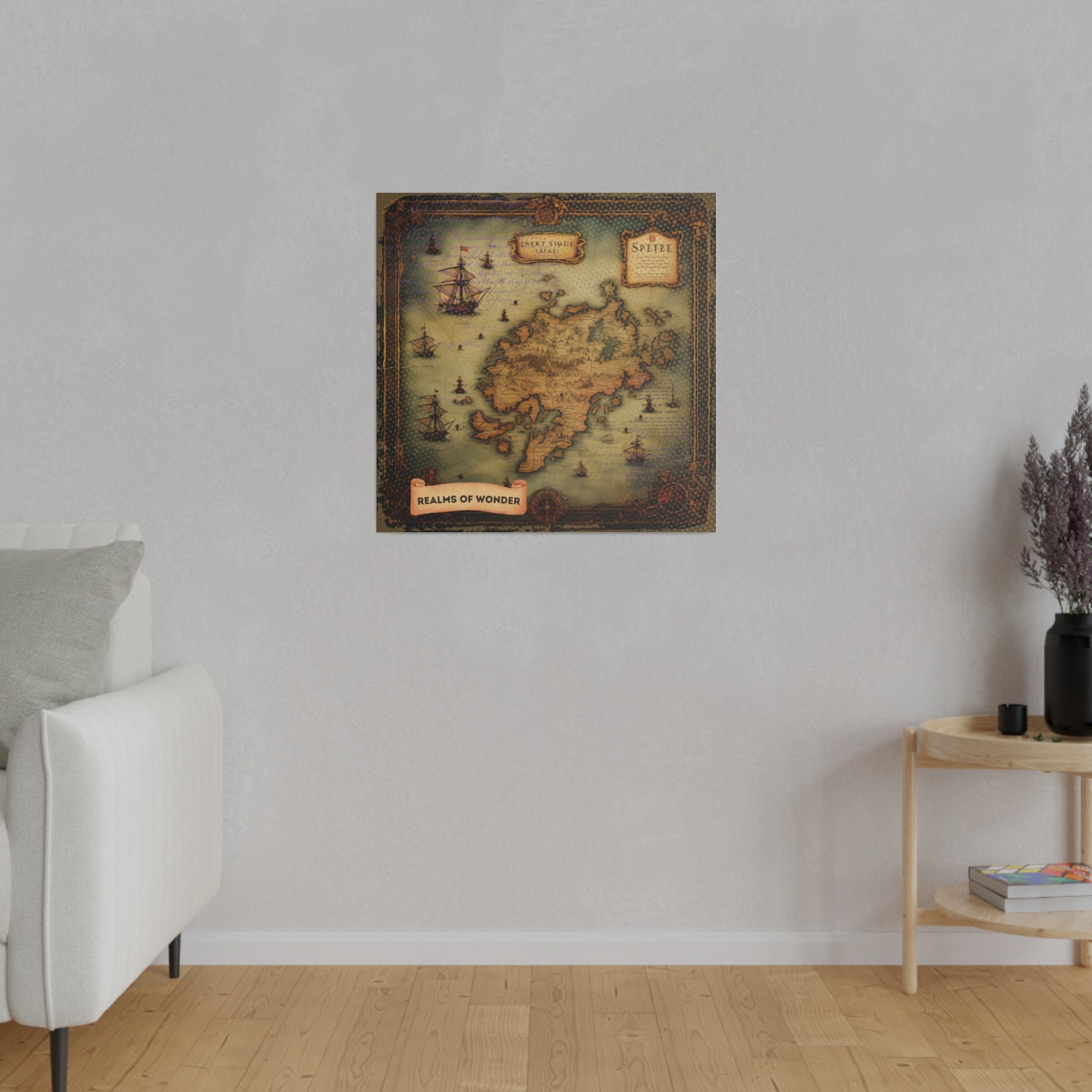 Fantasy & Adventure Map Wall Art Room Decor Matte Stretched Canvas ...