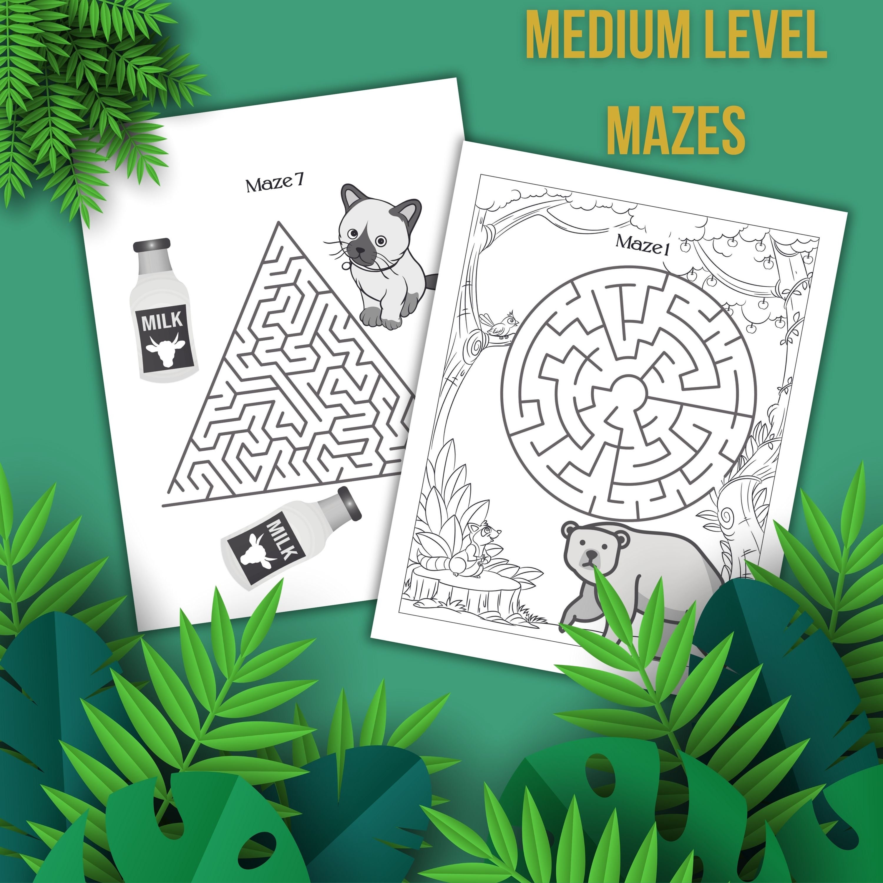Kids Puzzle Book Activities Printable Fun Animal Themed Mazes for ...